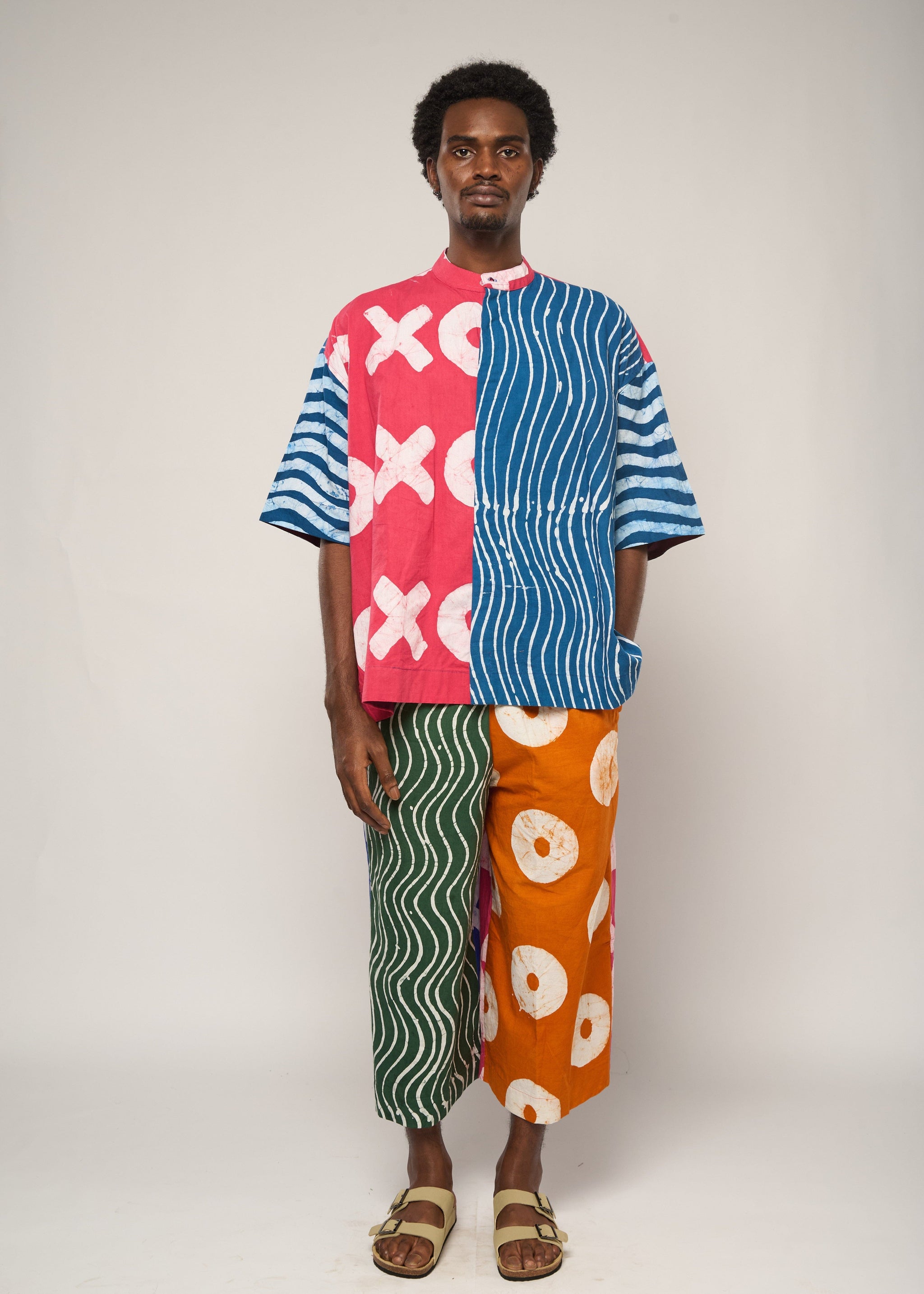 Wide Leg Culottes with Aso oke Back Pockets(Men)